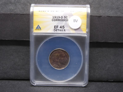 Bidspirit auction | 1919-D Buffalo Nickel ANACS EF45